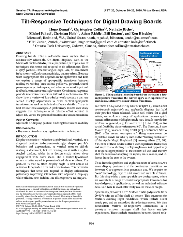 (PDF) Tilt-Responsive Techniques for Digital Drawing Boards