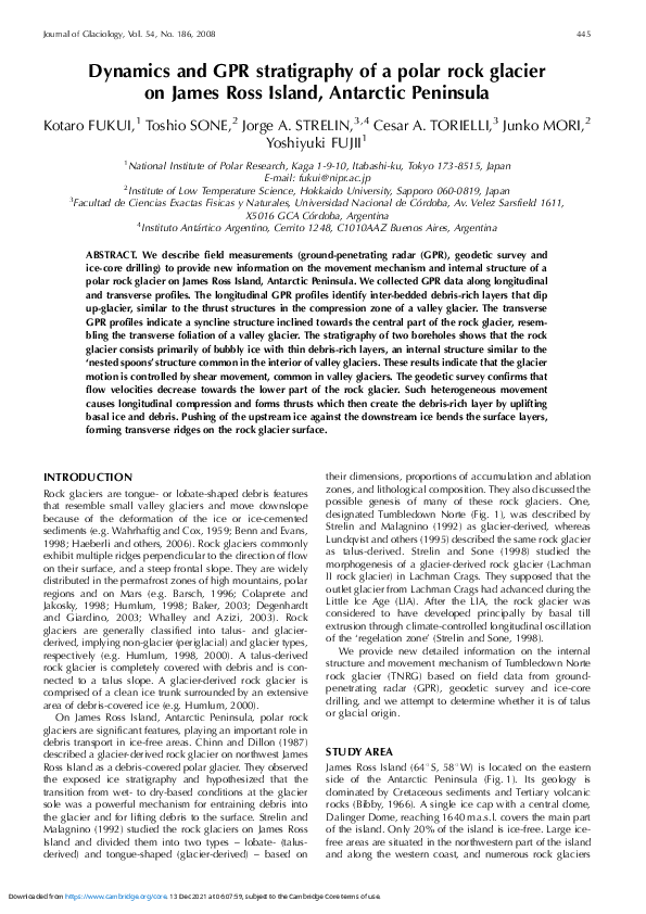 (PDF) Dynamics and GPR stratigraphy of a polar rock glacier on James ...