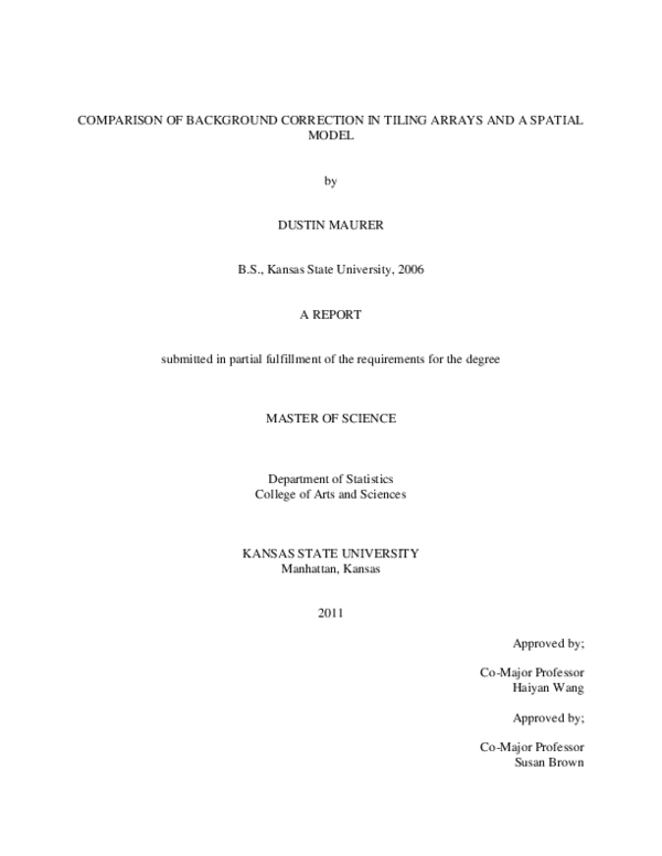 (PDF) Comparison of background correction in tiling arrays and a spatial model