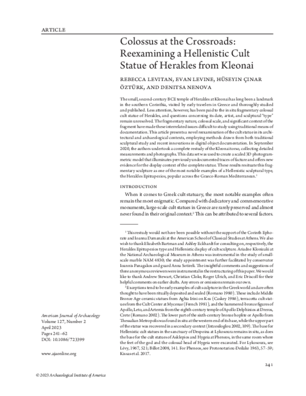 (PDF) Colossus at the Crossroads: Reexamining a Hellenistic Cult Statue ...
