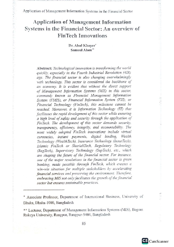 (PDF) Application of Management Information Systems in the Financial ...