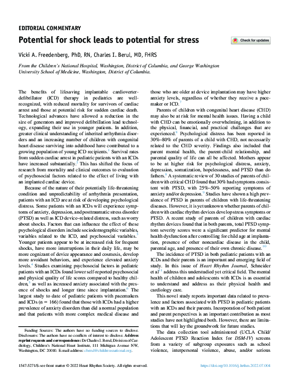 (PDF) Potential for shock leads to potential for stress