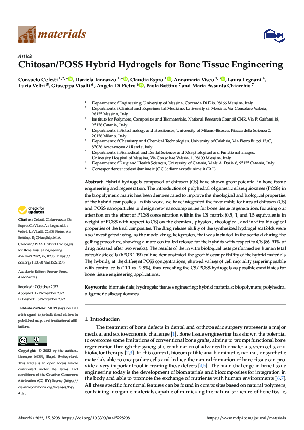 (PDF) Chitosan/POSS Hybrid Hydrogels for Bone Tissue Engineering