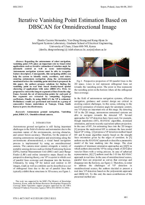 (PDF) Iterative vanishing point estimation based on DBSCAN for omnidirectional image