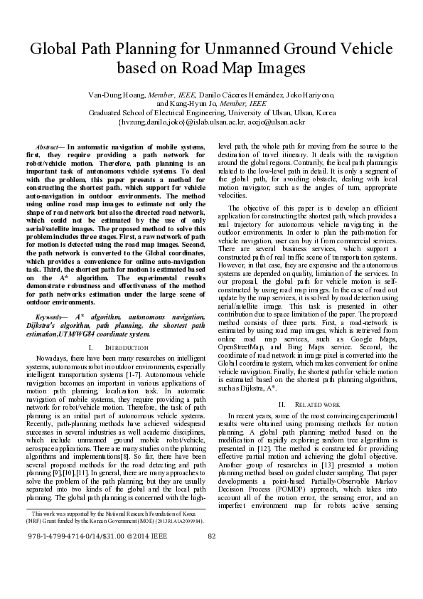 (PDF) Global path planning for unmanned ground vehicle based on road ... (PDF) Global path planning for unmanned ground vehicle based on road ...