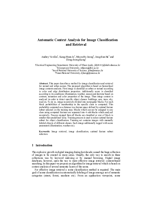 (PDF) Automatic Context Analysis for Image Classification and Retrieval