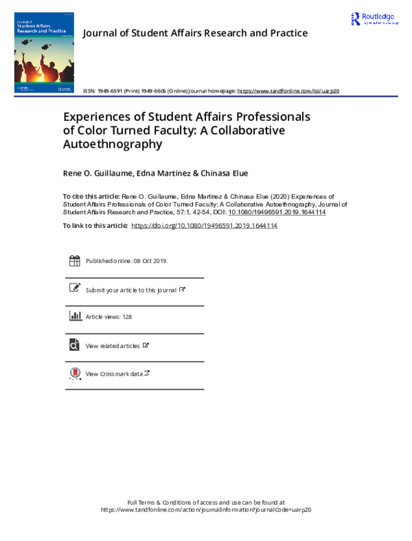 (PDF) Experiences of Student Affairs Professionals of Color Turned ...