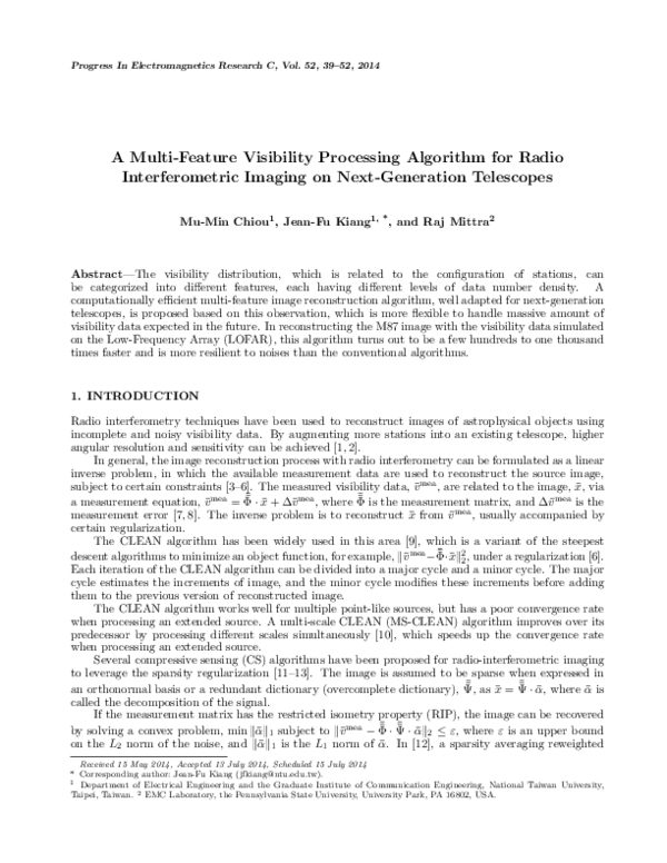 Pdf A Multi Feature Visibility Processing Algorithm For Radio