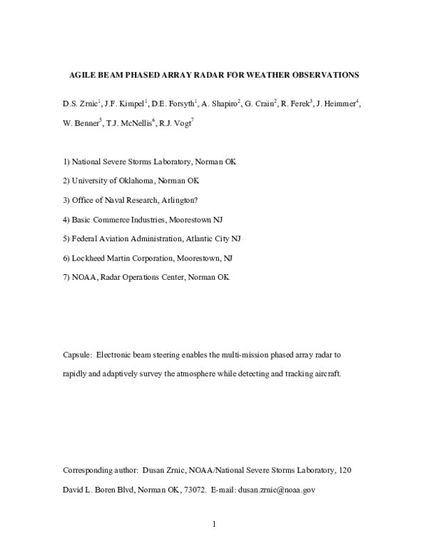 (PDF) Agile-Beam Phased Array Radar for Weather Observations