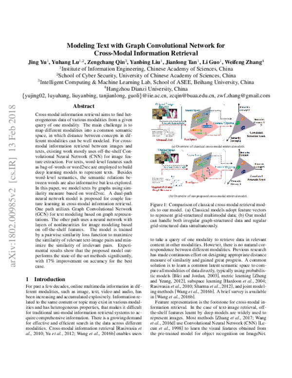 Pdf Modeling Text With Graph Convolutional Network For Cross Modal Information Retrieval