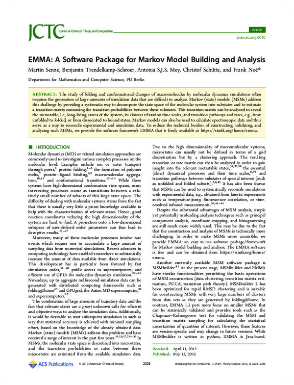 (PDF) EMMA: A Software Package for Markov Model Building and Analysis