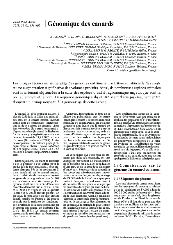 (PDF) Génomique des canards
