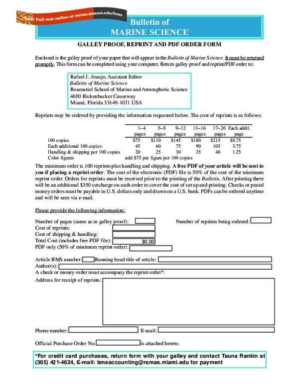 (PDF) Galley Proof, Reprint and PDF Order Form