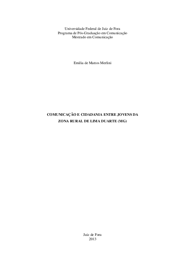 (PDF) Comunicação e cidadania entre jovens da zona rural de Lima Duarte ...
