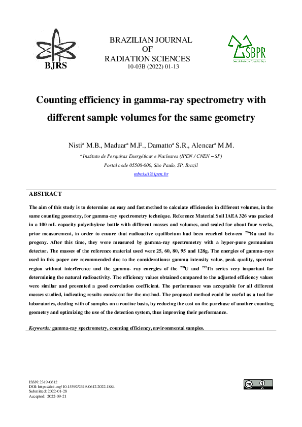 (PDF) Counting efficiency in gamma-ray spectrometry with different ...
