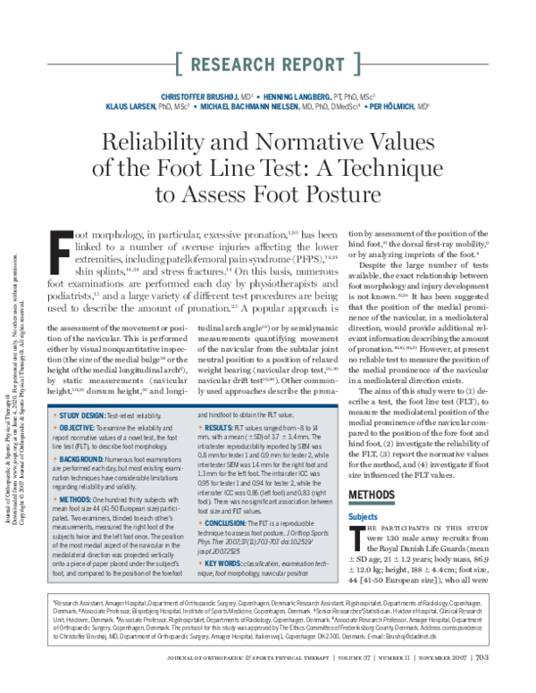 (PDF) Foot Line Test: Reliability and Normative Values