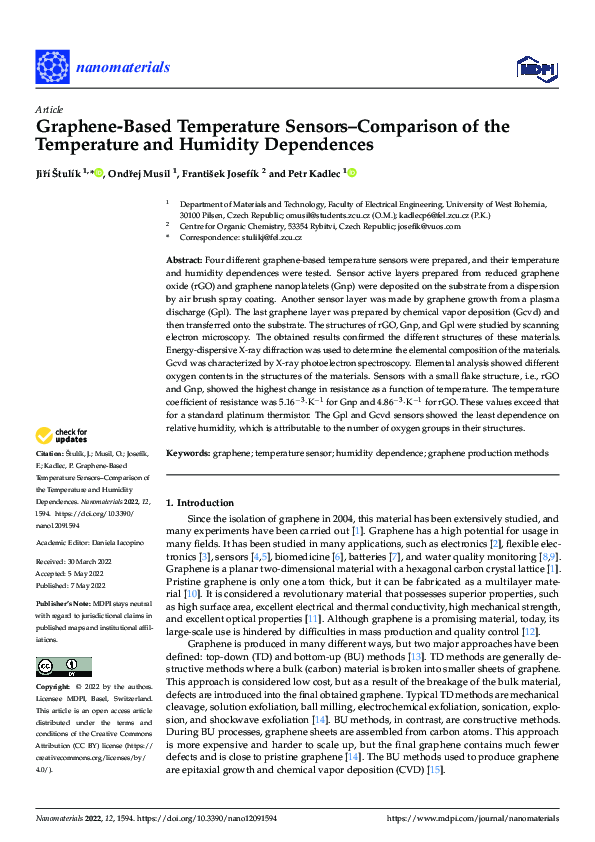 (PDF) Graphene-Based Temperature Sensors–Comparison of the Temperature ...