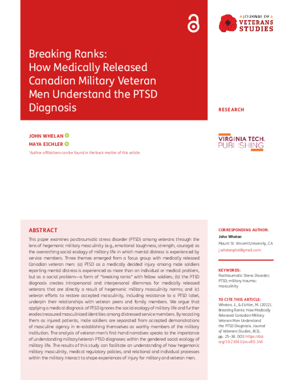 (PDF) Breaking Ranks: How Medically Released Canadian Military Veteran ...