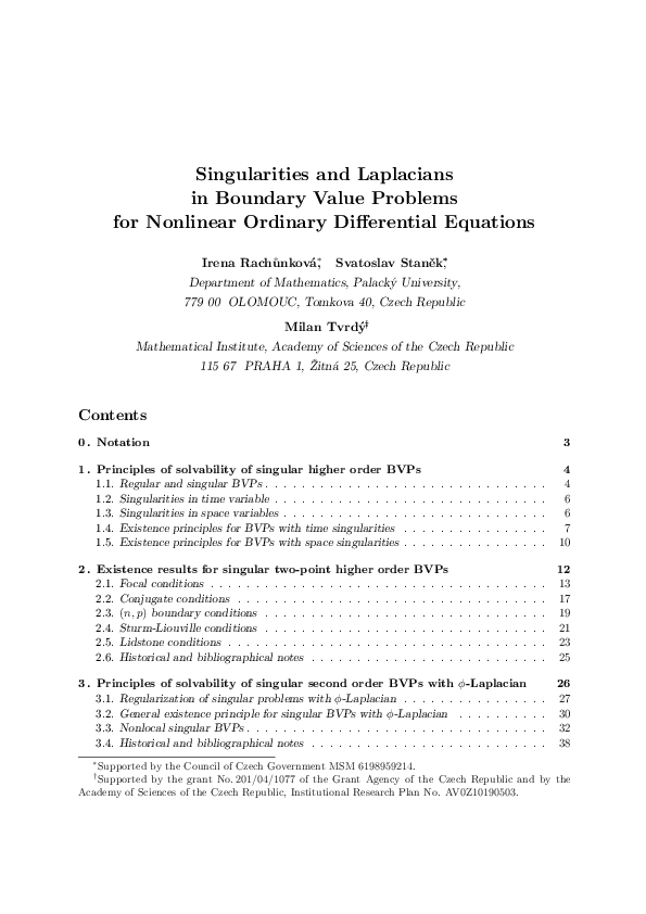 Pdf Chapter 7 Singularities And Laplacians In Boundary Value Problems For Nonlinear Ordinary