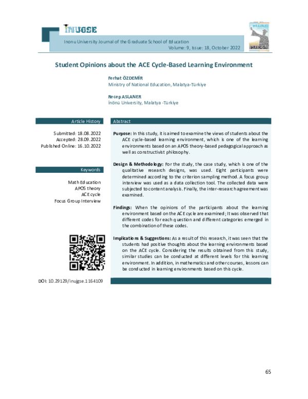 (PDF) Student Opinions about the ACE Cycle-Based Learning Environment