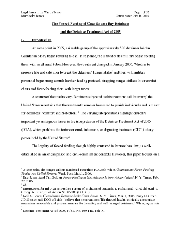 (PDF) The Forced Feeding of Guantanamo Bay Detainees