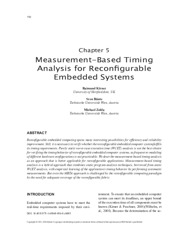 Pdf Measurement Based Timing Analysis For Reconfigurable Embedded Systems