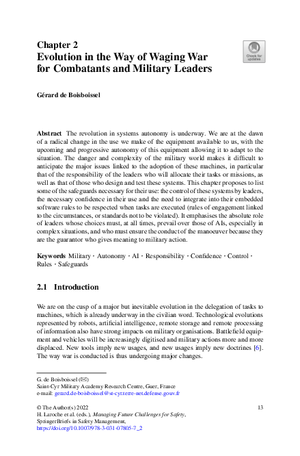 (PDF) Evolution in the Way of Waging War for Combatants and Military ...
