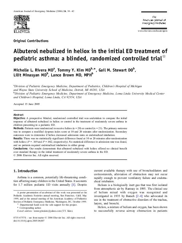 (PDF) Albuterol nebulized in heliox in the initial ED treatment of ...