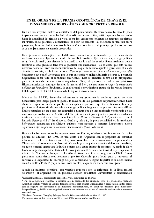 (DOC) EN EL ORIGEN DE LA PRAXIS GEOPOLÍTCIA DE CHÁVEZ: EL PENSAMIENTO ...