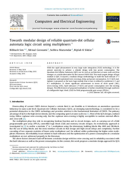 Pdf Towards Modular Design Of Reliable Quantum Dot Cellular Automata Logic Circuit Using 5653