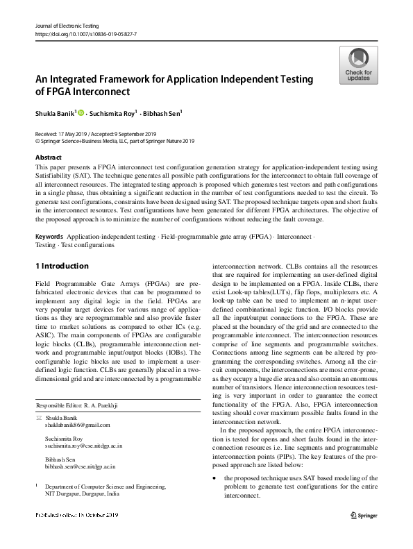 Pdf An Integrated Framework For Application Independent Testing Of Fpga Interconnect