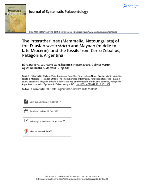 (PDF) The Interatheriinae (Mammalia, Notoungulata) of the Friasiansensu ...