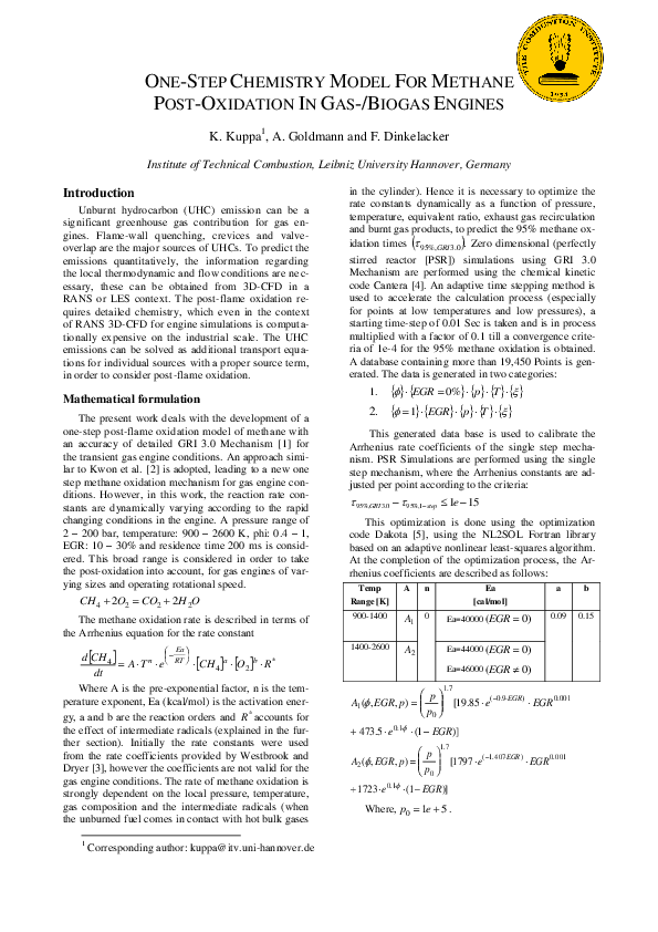 (PDF) Modeling UHC Emissions in Gas Engines
