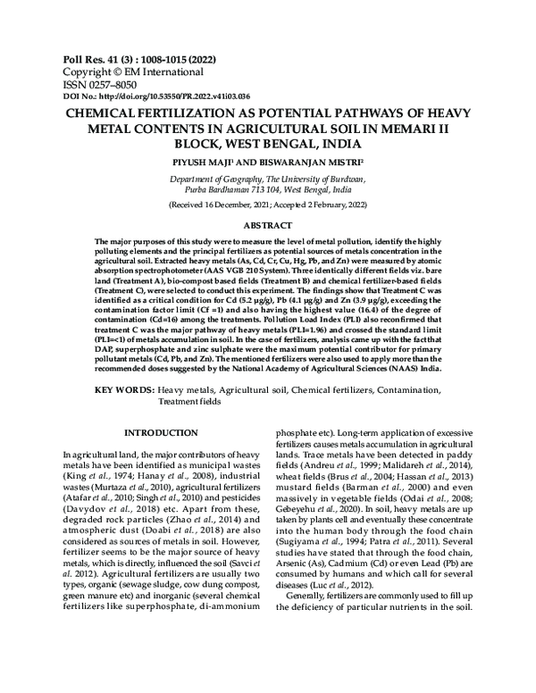 (PDF) Chemical Fertilization as Potential Pathways of Heavy Metal ...