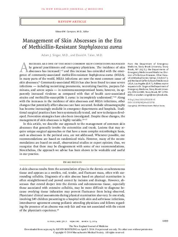 (PDF) Management of Skin Abscesses in the Era of Methicillin-Resistant ...