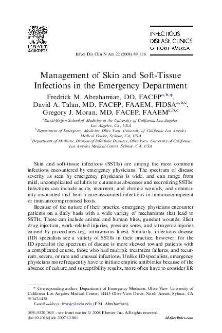 (PDF) Management of Skin and Soft-Tissue Infections in the Emergency ...