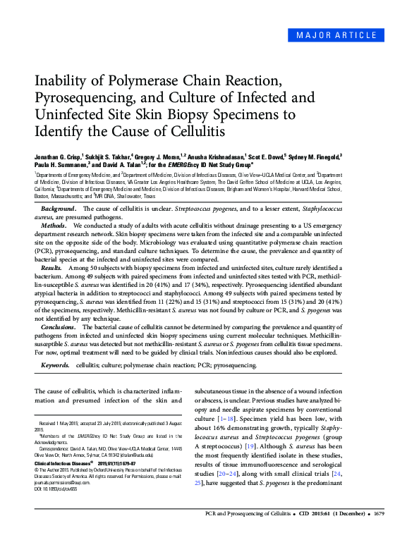 (PDF) Polymerase Chain Reaction, Pyrosequencing, and Culture of ...