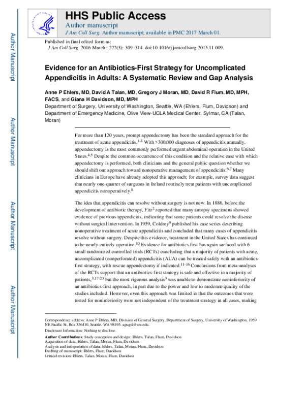 (PDF) Evidence for an Antibiotics-First Strategy for Uncomplicated ...
