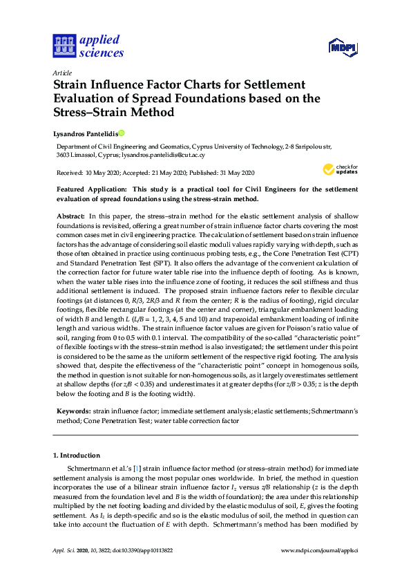 (PDF) Strain Influence Factor Charts for Settlement Evaluation of ...