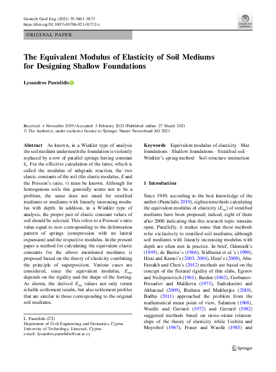 (PDF) The Equivalent Modulus of Elasticity of Soil Mediums for ...