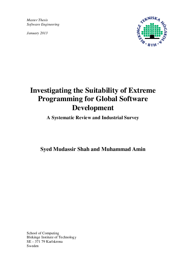 (PDF) Investigating the Suitability of Extreme Programming for Global ...