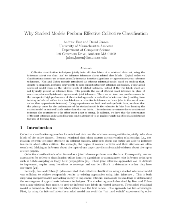 (PDF) Why Stacked Models Perform Effective Collective Classification