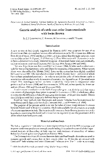 (PDF) Genetic analysis of cattle coat color from crossbreds with Swiss ...