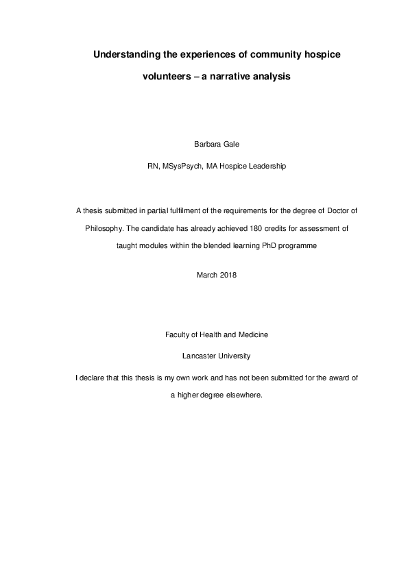 (PDF) Understanding the experiences of community hospice volunteers:a ...
