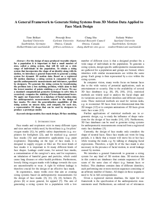 (PDF) A General Framework to Generate Sizing Systems from 3D Motion ...