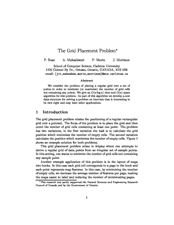 (PDF) The Grid Placement Problem | P. Bose - Academia.edu