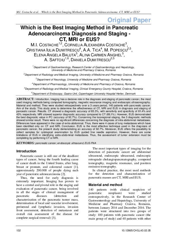 (PDF) Original Paper Which is the Best Imaging Method in Pancreatic Adenocarcinoma Diagnosis and ...