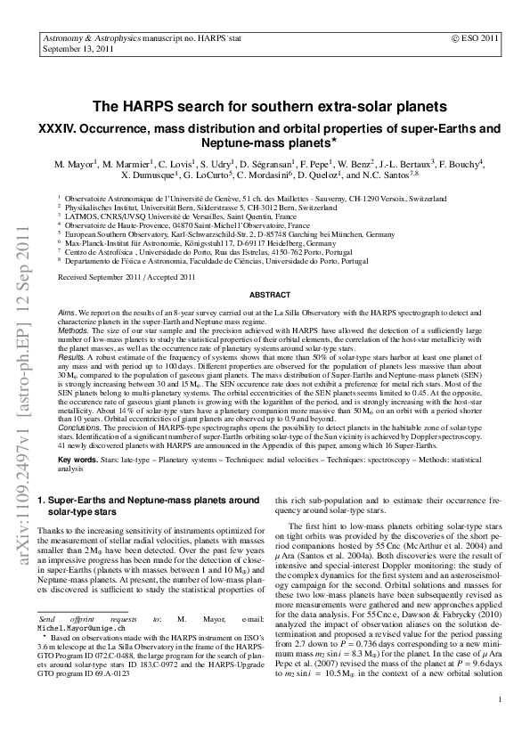 (PDF) The HARPS search for southern extra-solar planets XXXIV ...