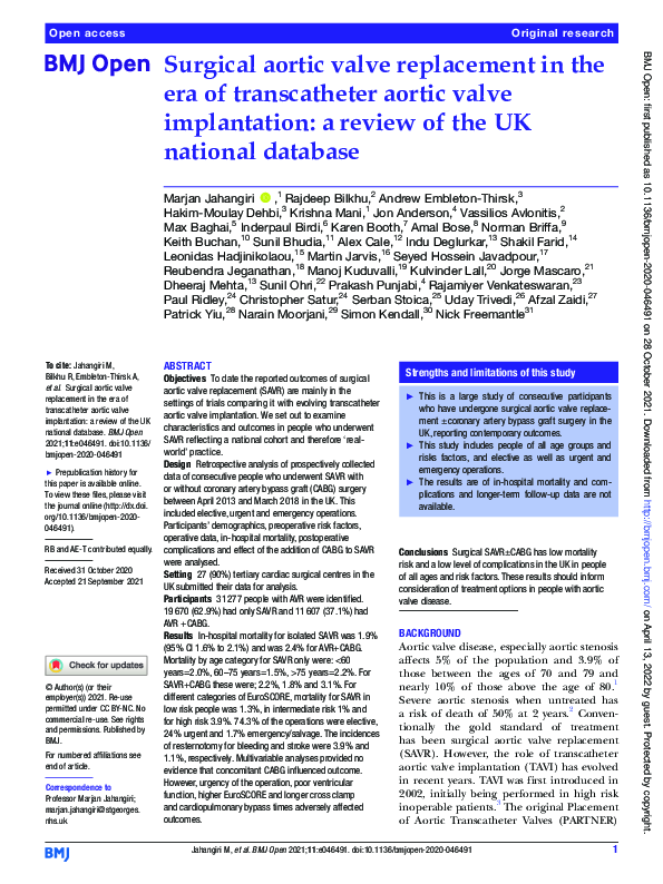 (PDF) Surgical aortic valve replacement in the era of transcatheter aortic valve implantation: a ...