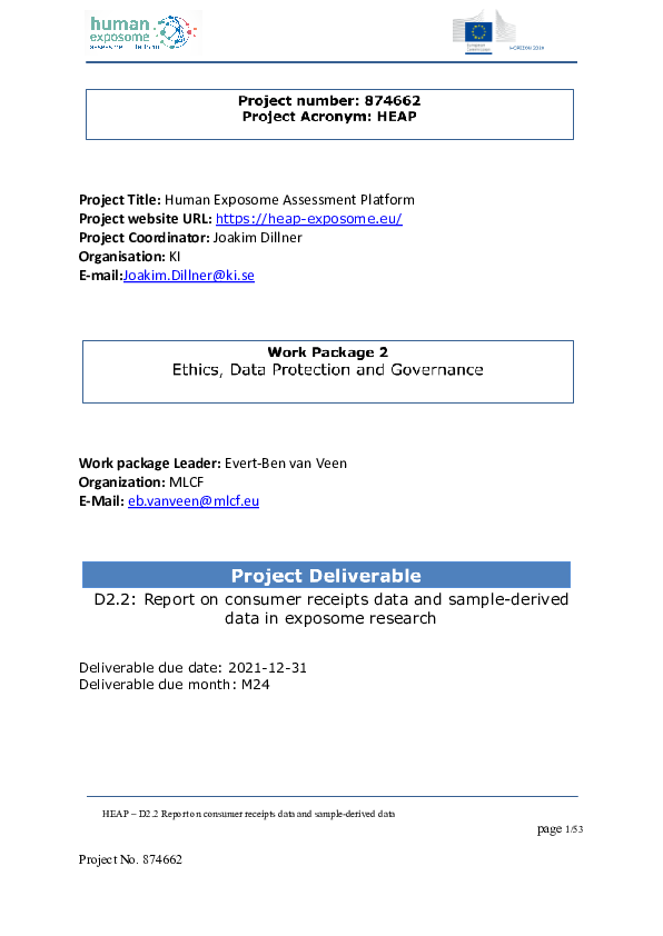 (PDF) Report on consumer receipts data and sample-derived data in exposome research. Public ...
